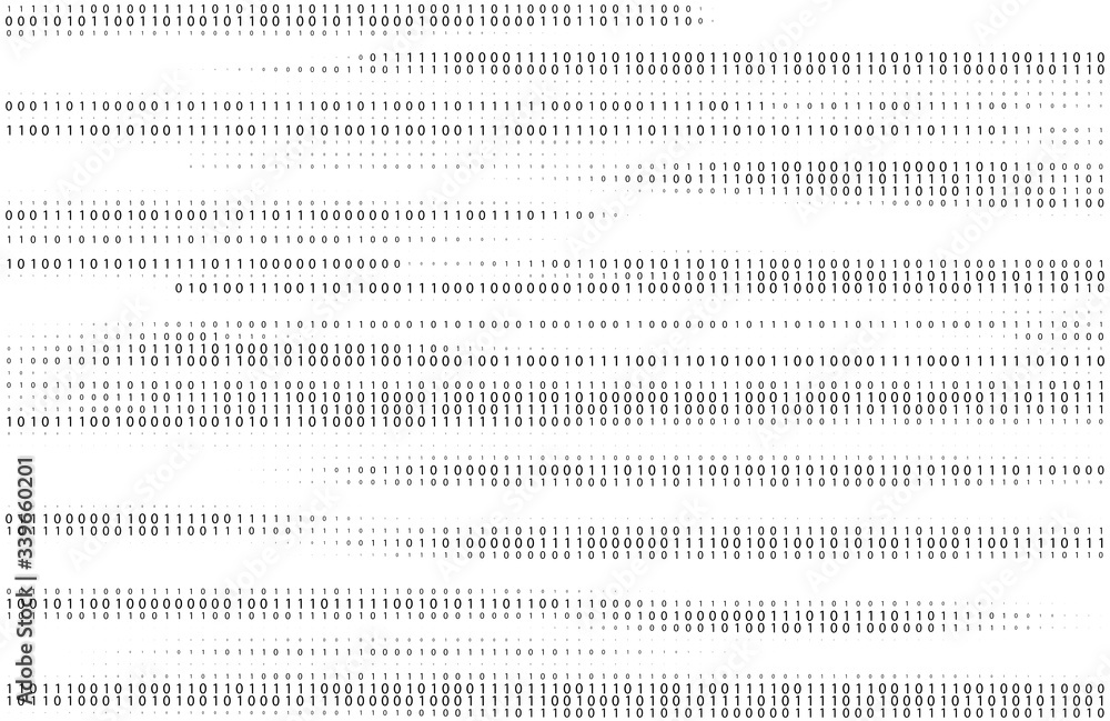 Vector matrix background. Stream of binary code on screen. Data and technology, decryption and ...