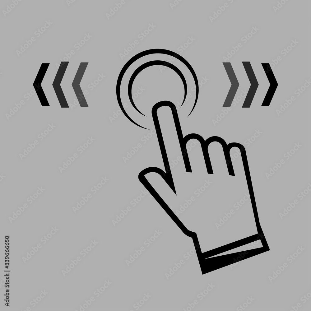 Swipe up. Hand swipe sign in a linear style. Finger touch vector icon ...