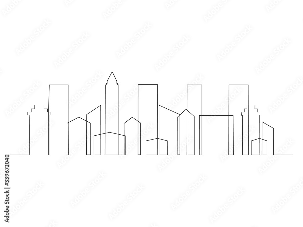 Continuous city buildings line stock vector illustration isolated on ...
