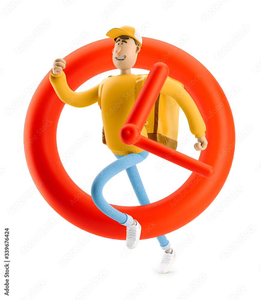 Express delivery concept. 3d illustration. Cartoon character. Delivery ...