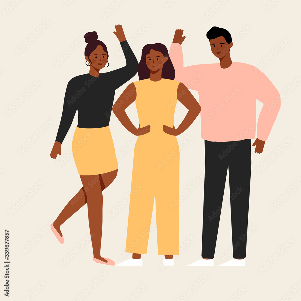 Ethnic modern group of young black people in the Social Community ...