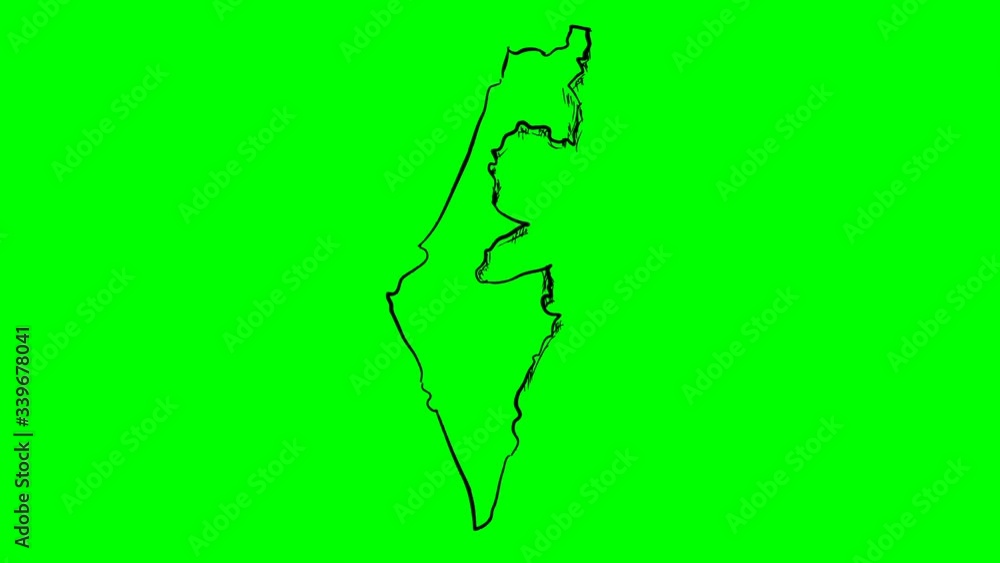 Israel drawing outline map green screen isolated Stock Video | Adobe Stock