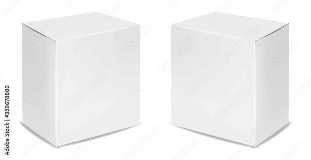 White box isolated, white packaging, realistic box package vector ...