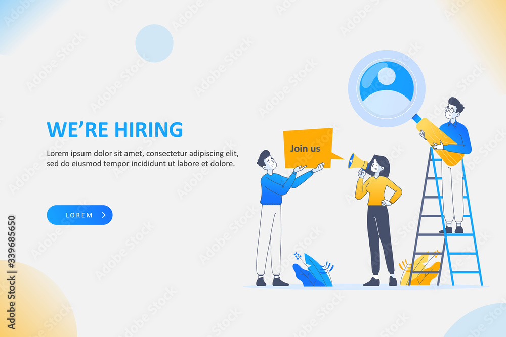 We are hiring banner, job offer concept, searching for candidates for ...
