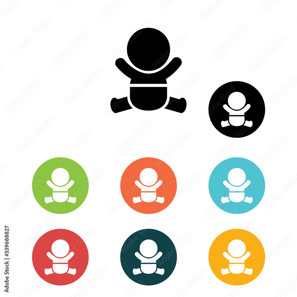 Human newborn baby, toddler or infant flat icon for apps and websites ...