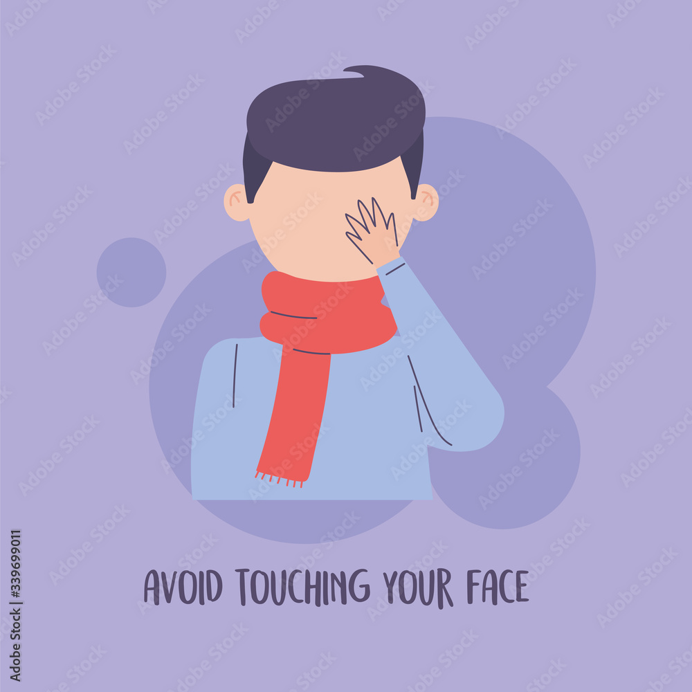 covid 19 pandemic infographic, avoid touching your face prevention ...