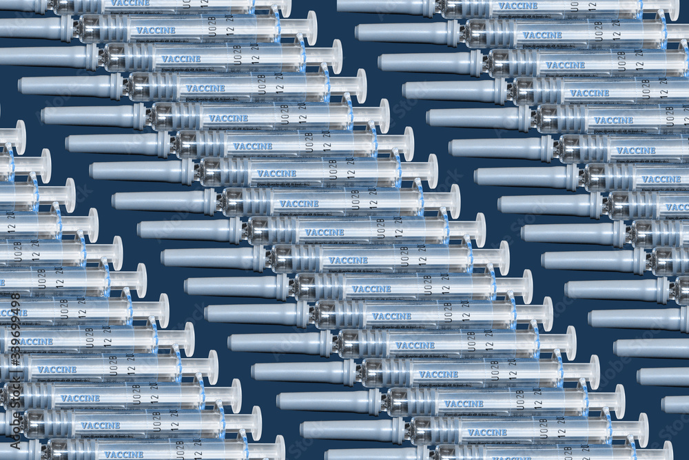 A graphic representation of a mass-produced syringe vaccines. The new ...