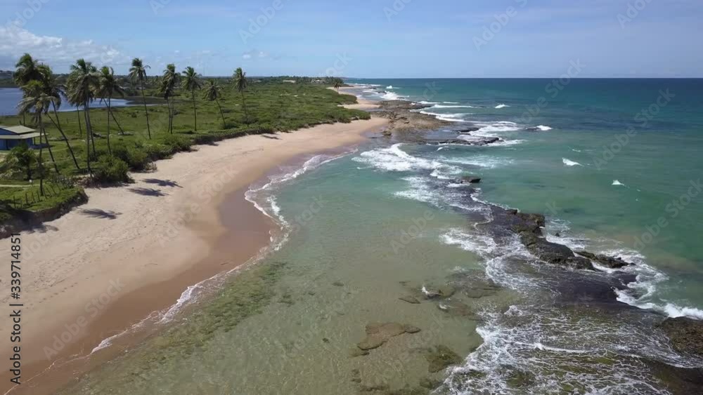 Video Stock Imagem Aérea da Praia de Jauá, Costa de Camaçari, Região ...