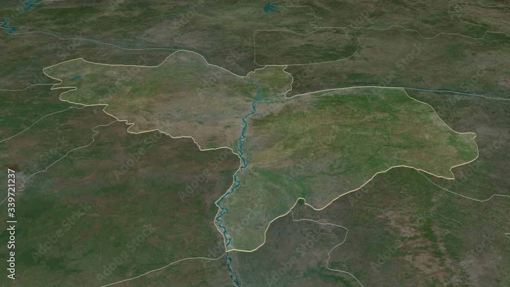 Kogi, state with its capital, zoomed and extruded on the satellite map ...