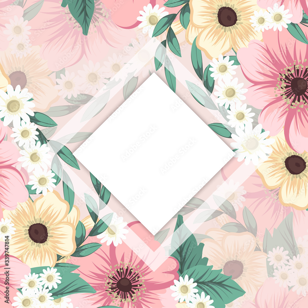 Floral border background - pink flower border Stock Vector | Adobe Stock