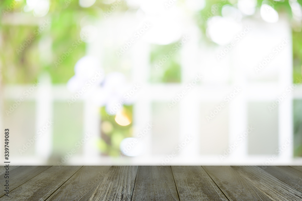 Empty wooden table and window room interior decoration background ...