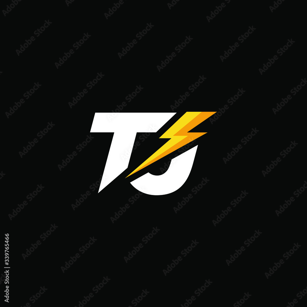 Initial Letter TJ with Lightning Stock Vector | Adobe Stock