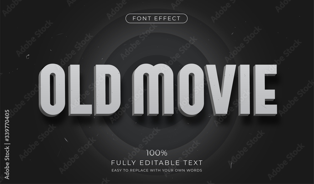 Old Movie Title text effect. Editable font style Stock Vector | Adobe Stock