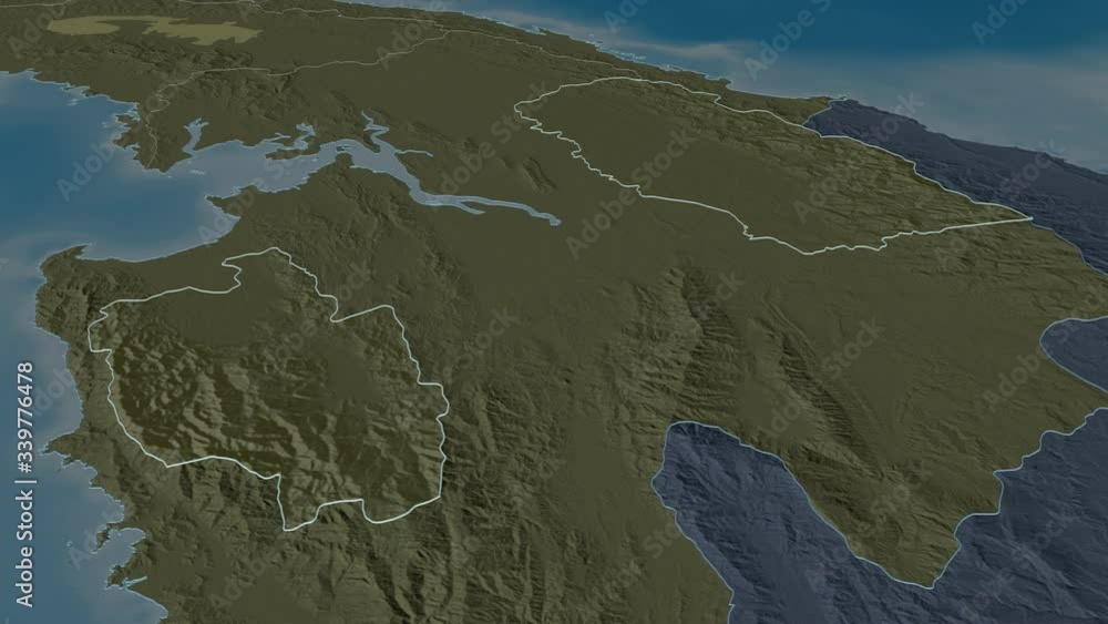 Emberá, indigenous territory with its capital, zoomed and extruded on ...