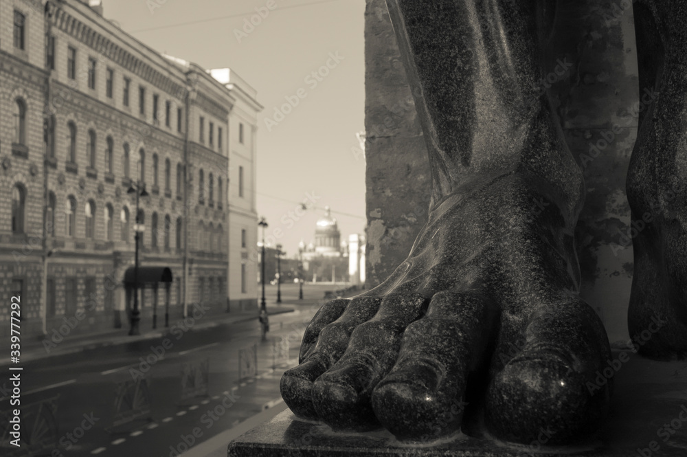 The Palace Square view with the sculpture Atlas's foot on the ...