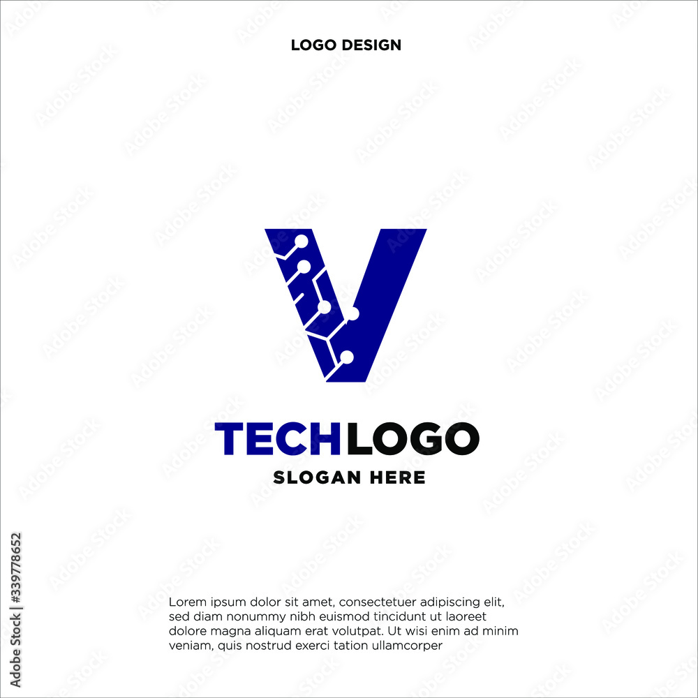 V Technology Circuit Alphabet. Logo. Simple, modern, futuristic. With ...