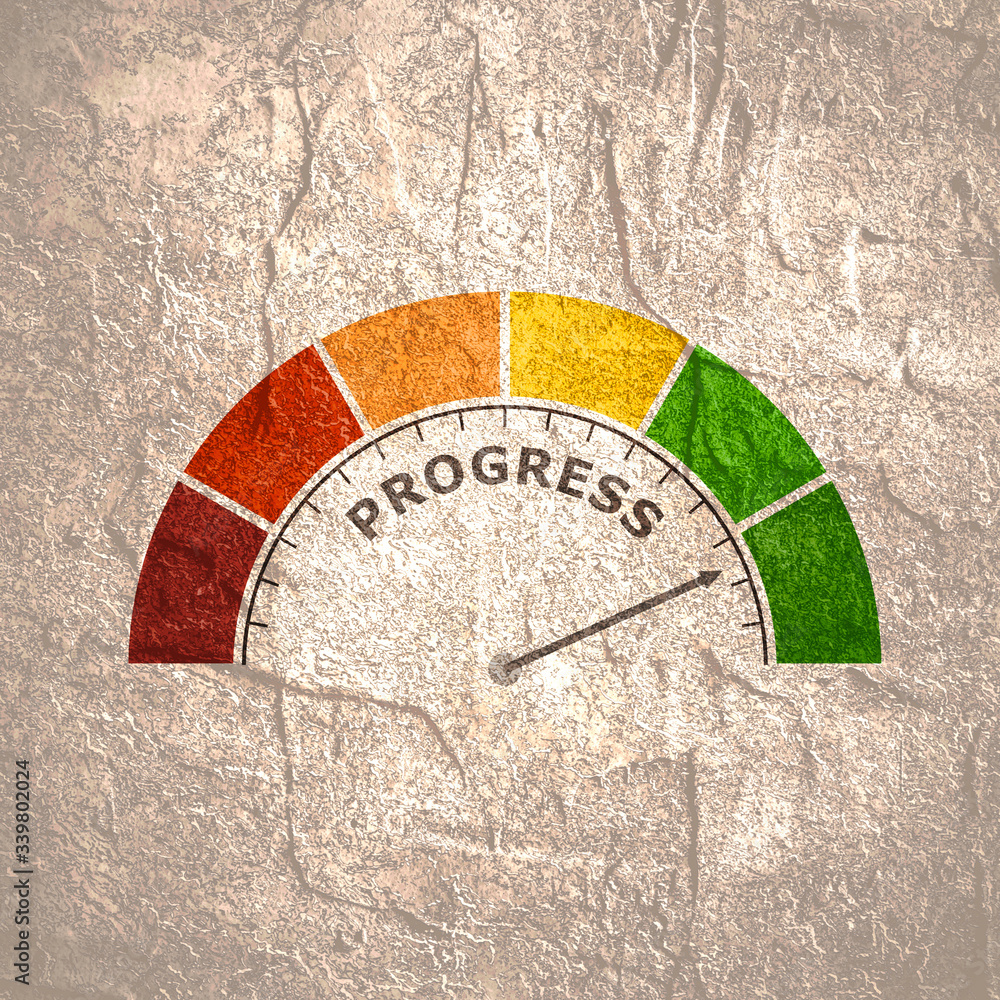 Color tachometer, speedometer icon, performance measurement symbol ...