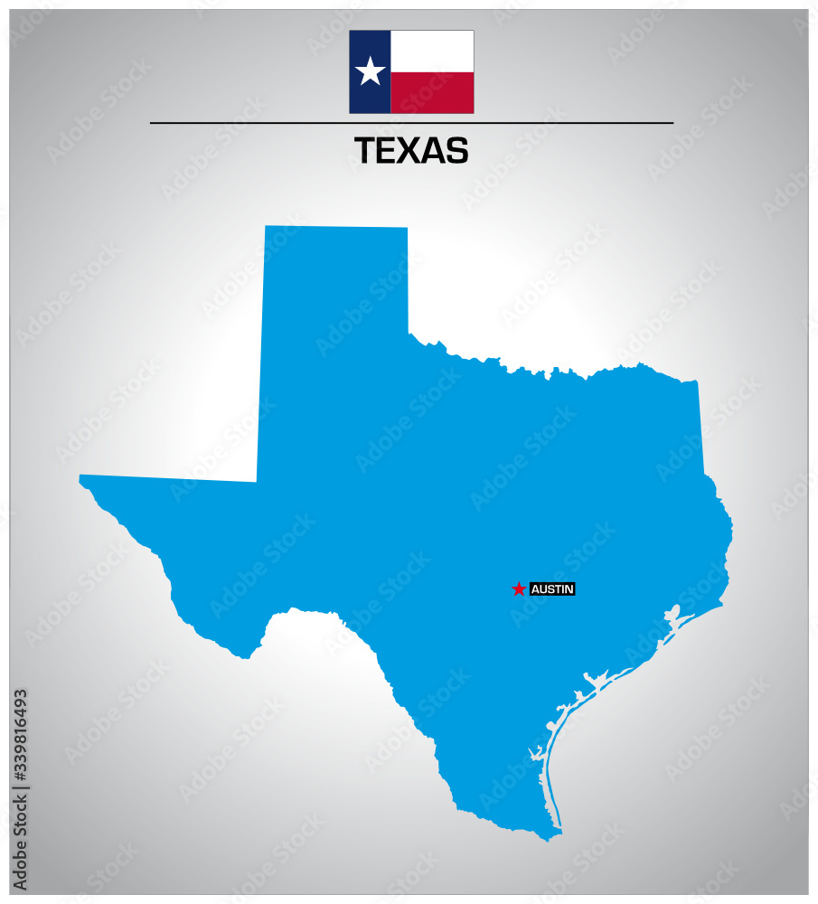 simple vector outline map of texas with flag Stock Vector | Adobe Stock