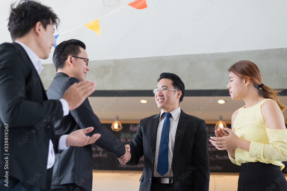 Business partnership meeting handshaking concept. Asian business people ...
