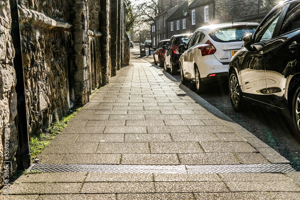 Cambridge, UK - Circa January 2020: High contrast, low level view of a ...