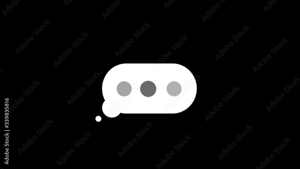 White text message bubble popping up on screen with a 'writing' loading ...