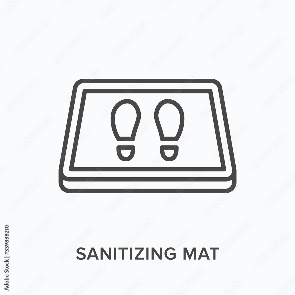 Sanitizing mat line icon. Vector outline illustration of antibacterial ...