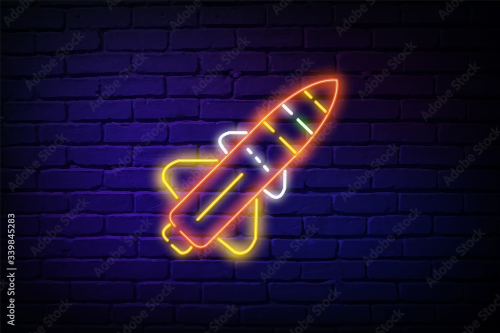 Vetor de Rocket light neon colorful red blue yellow Vector and ...