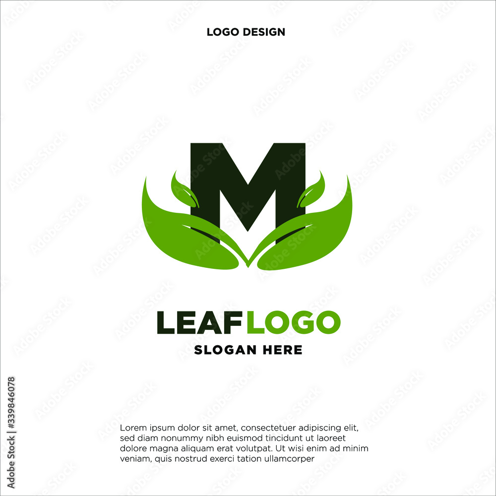 Letter M Green Leaf Logo Design Element, Letter M leaf initial logo ...