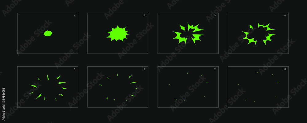 spark animation sprite sheet. Smoke animation for game, cartoon or ...