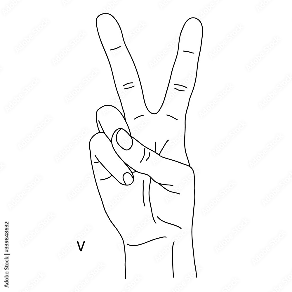 V is the twenty-second letter of the alphabet in sign language. A ...