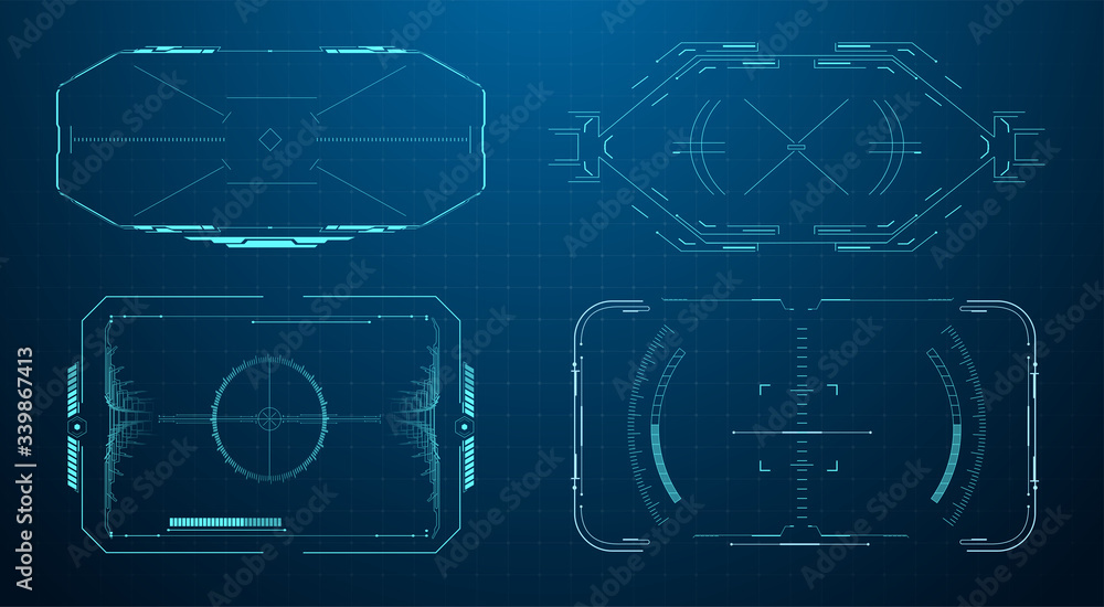 HUD futuristic frame. Game target borders, sci-fi empty banners for ...