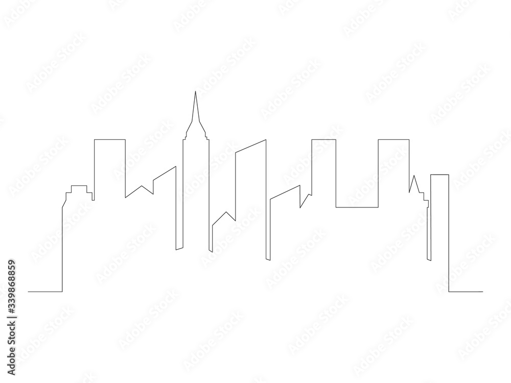 Continuous city buildings line stock vector illustration isolated on ...