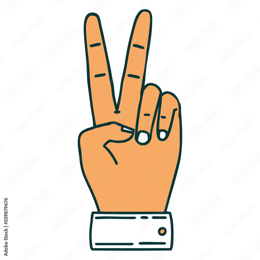 peace symbol two finger hand gesture illustration Stock Vector | Adobe ...