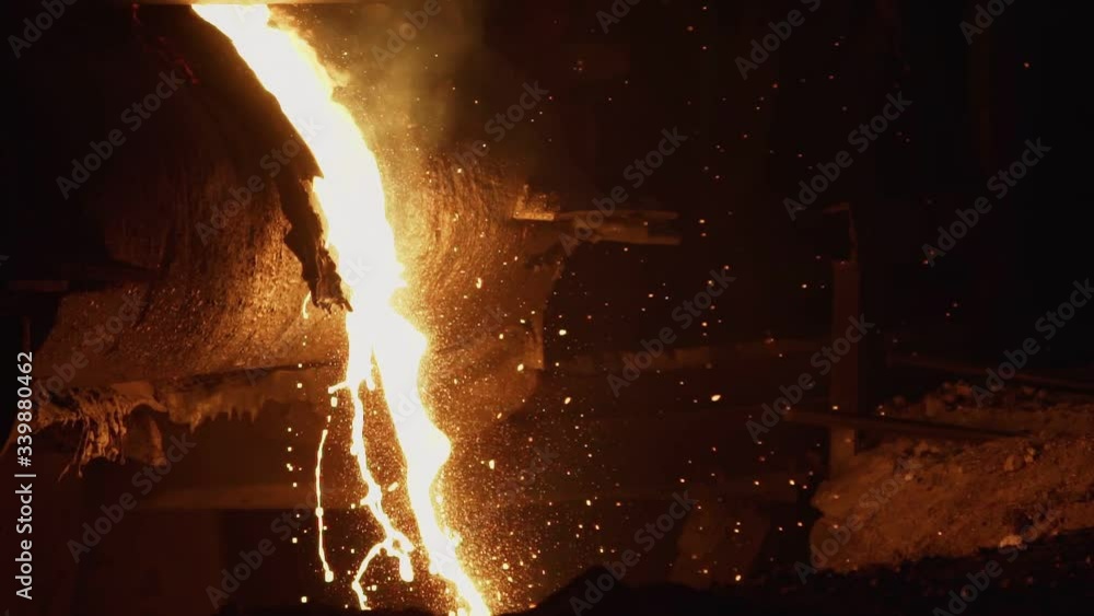 Liquid metal in the factory, foundry, smelting iron and processing ...