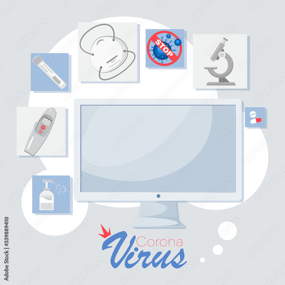 Prevention COVID-19. Computer. Information Technology. Vector ...