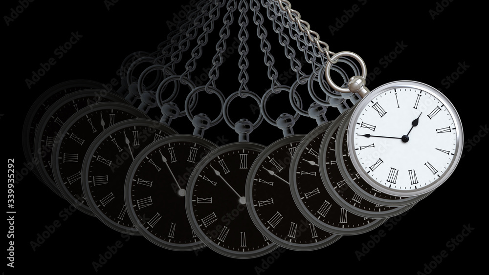 Pocket watch in black background. 3D Illustration. Stock Illustration ...
