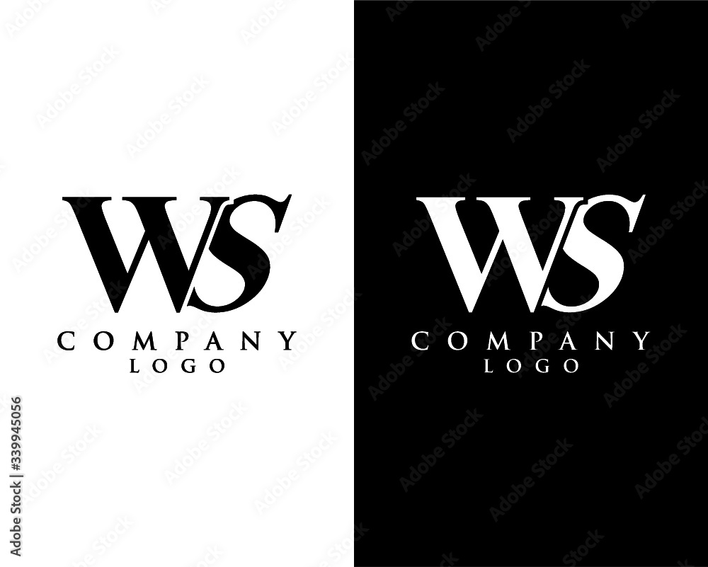 initial letter WS, SW logo type company name black and white design ...