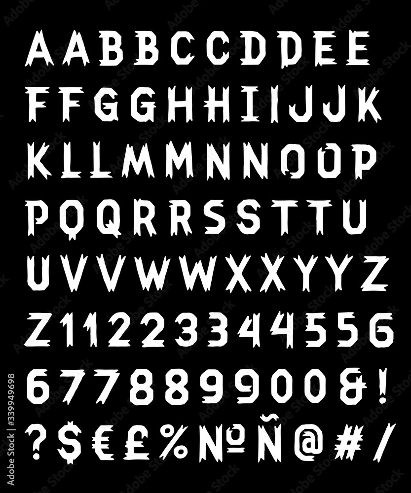 Vintage Hand Drawn Rustic Alphabet with Double Set Of Letters and ...