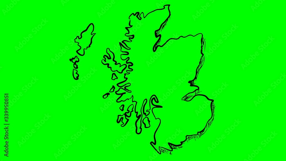 Scotland drawing outline map green screen isolated vídeo de Stock ...