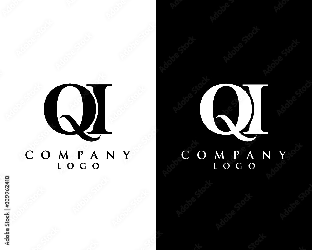 initial QI, IQ modern logo design with Black and white background ...