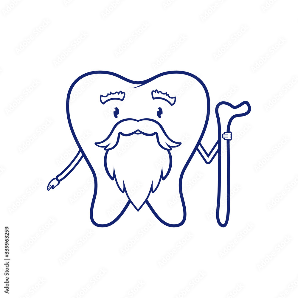 Wisdom tooth concept. Old wise tooth. Vector Illustration. Stock Vector ...