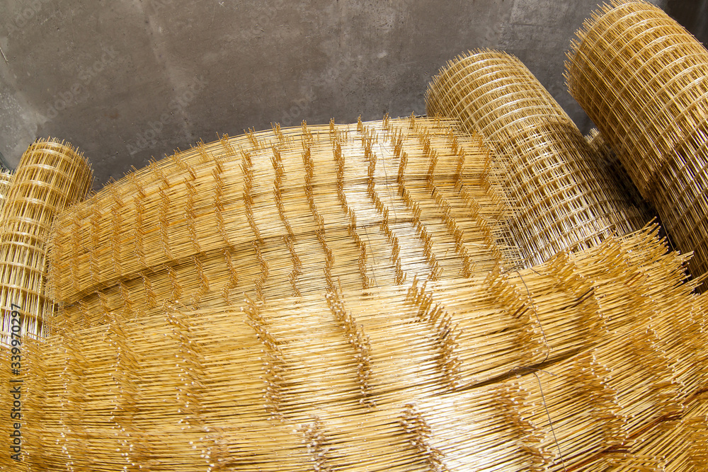 Composite Rebars. Reinforcing cage. Fiberglass reinforcement. Stock ...