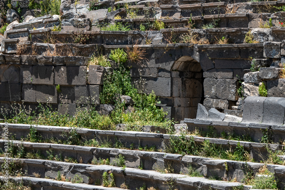 Roman Amphitheatre ruins at Decapolis city of Gadara Stock Photo ...