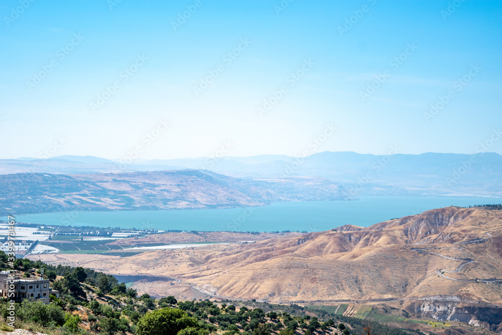 Overlooking the Sea of Galilee from Jordan looking into Israel, West ...