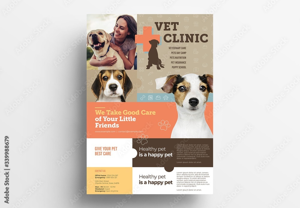 Pet Vet Clinic Flyer Layout Stock Template | Adobe Stock