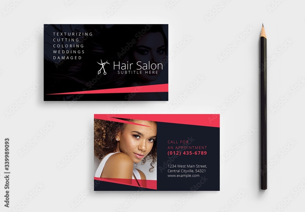 Hair Salon Business Card Layout Stock Template | Adobe Stock