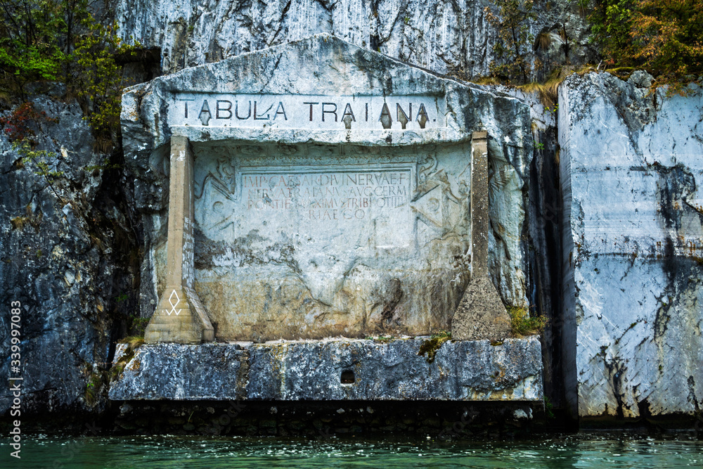 Memorial plaque Tabula Traiana. Tabiana Traiana, memorial plaque ...