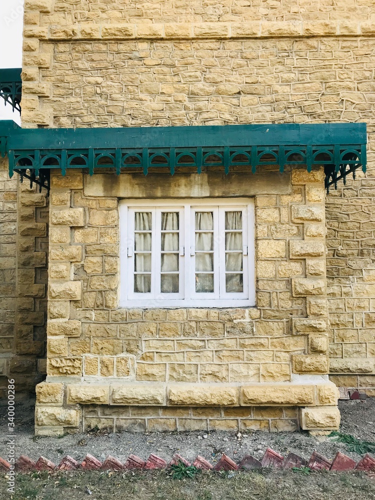 An old wooden window of the house of the founder of Pakistan Stock ...