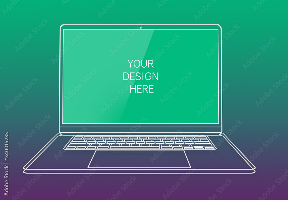 Wireframe Laptop Screen Mockup with Editable Background Stock Template ...