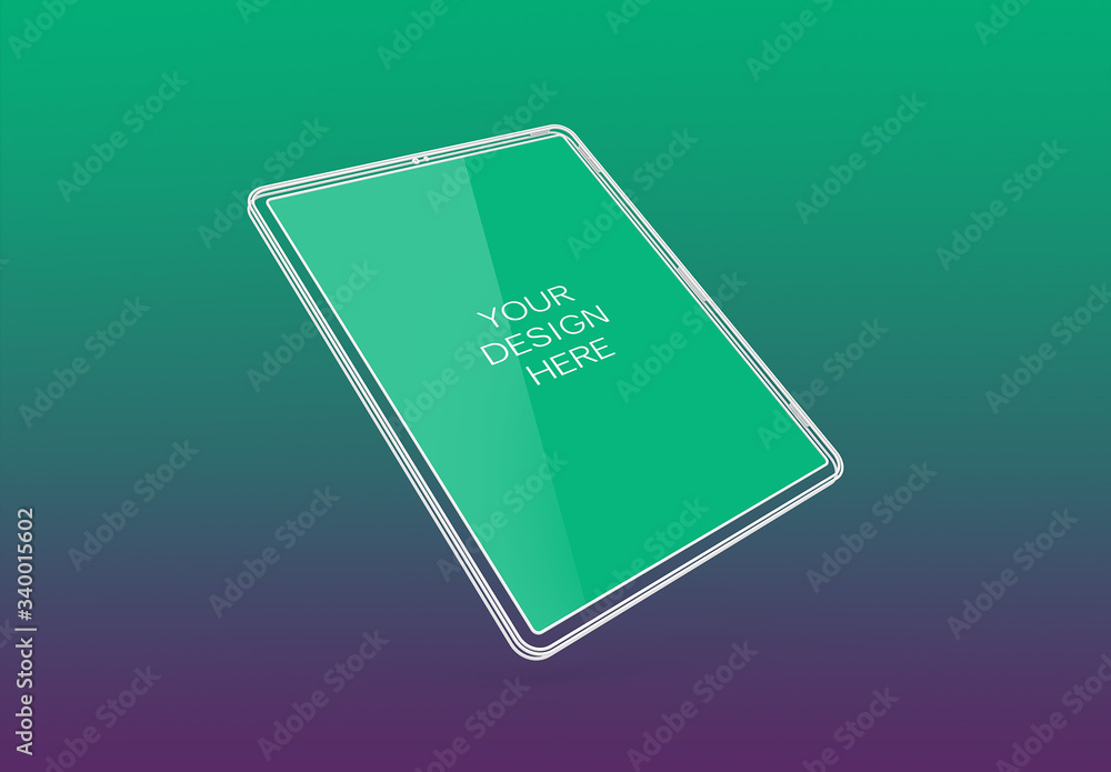 Wireframe Tablet Screen Mockup with Editable Background Stock Template ...